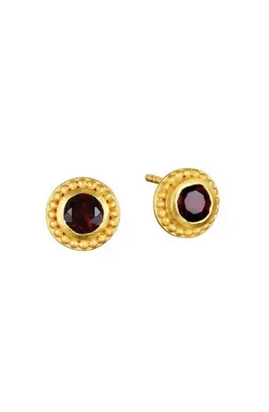 SATYA JEWELRY Garnet Stud Earrings - Red