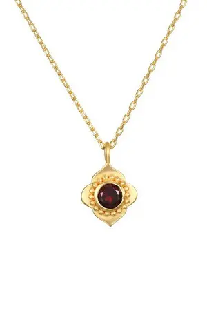 SATYA JEWELRY Garnet Lotus Pendant Necklace - Red