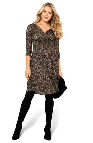 TIFFANY ROSE MATERNITY Willow Maternity Dress In Midnight Garden Print - Black