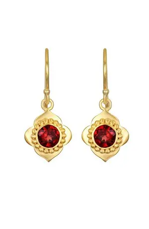 SATYA JEWELRY Garnet Drop Earrings - Red