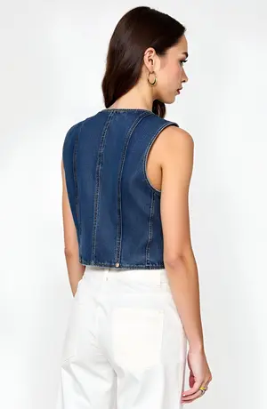 MODENAIRE Angled Hem Denim Vest