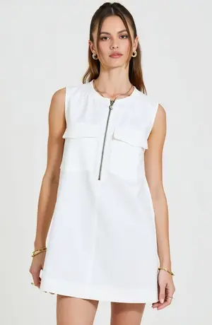 MODENAIRE Sleeveless Ring-pull Zip-front Mini Dress
