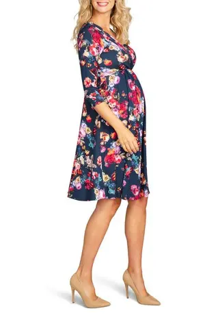 TIFFANY ROSE MATERNITY Floral Empire Waist Maternity Dress - Blue
