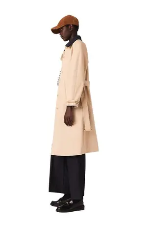 Maje Contrast Sleeve And Collar Trench - Beige