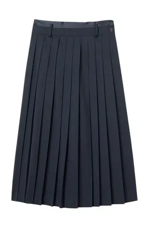 Sandro Midi Striped Pleated Skirt