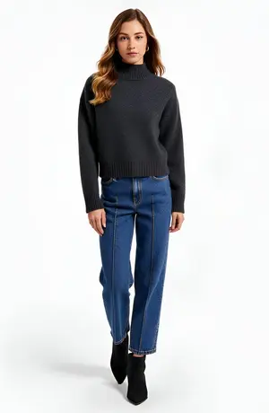 MODENAIRE Mock Neck Raglan Sleeve Sweater