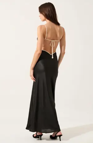 MODENAIRE Satin Open-back Maxi Dress