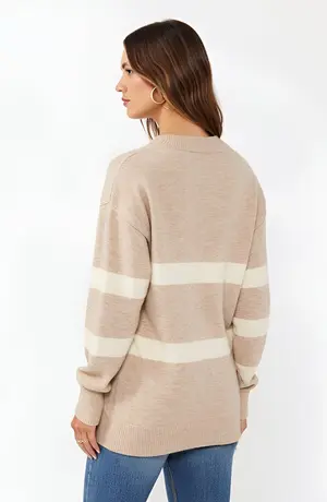MODENAIRE Striped V-neck Sweater