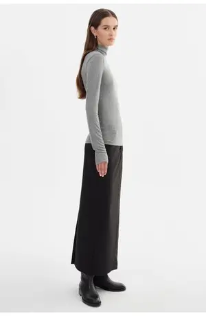 LAMARQUE Long Sleeve Mockneck Top - Heather Grey