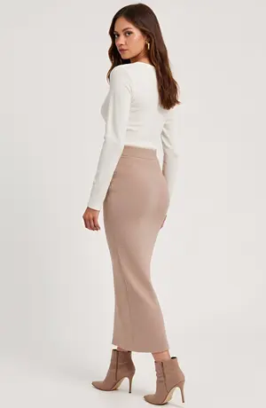 MODENAIRE Knit Midi Skirt - Beige