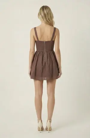 MODENAIRE Sweetheart Corset Bodice Flared Mini Dress