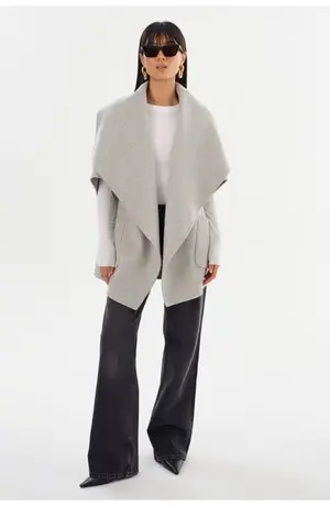 LAMARQUE Penelope Double Face Wool Coat - Light Grey