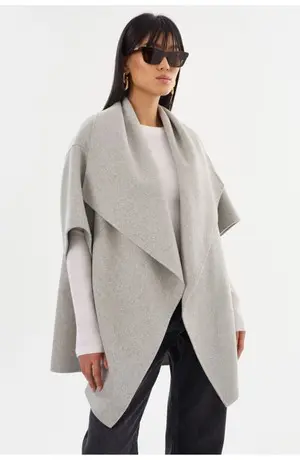 LAMARQUE Penelope Double Face Wool Coat - Light Grey