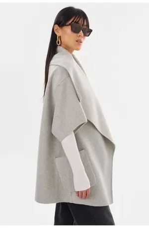 LAMARQUE Penelope Double Face Wool Coat - Light Grey