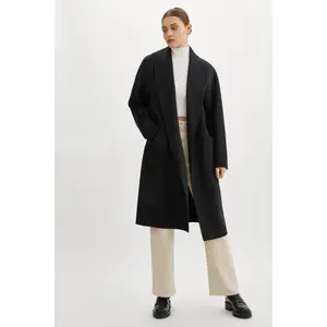 LAMARQUE Thara Shawl Collar Wool Coat - Black