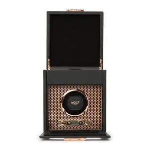 Wolf Axis Single Watch Winder With Storage - Copper
