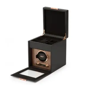 Wolf Axis Single Watch Winder With Storage - Copper