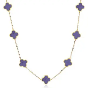 THE LOVERY Small Clover Necklace - Amethyst