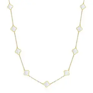 THE LOVERY FINE JEWELRY Clover Chain Necklace - Mother Of Pearl