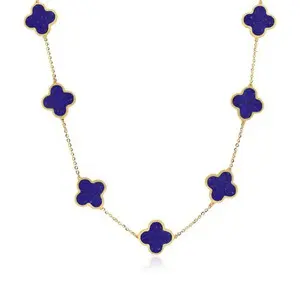THE LOVERY Large Clover Lazuli Necklace - Lapis