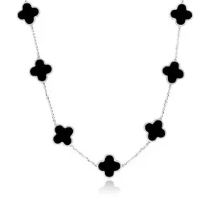 THE LOVERY FINE JEWELRY Clover Chain Necklace - Onyx/white Gold
