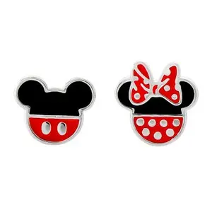 Disney Mickey And Minnie Mouse Stud Earrings - Red/ Black