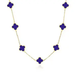 THE LOVERY Small Clover Lazuli Necklace - Lapis
