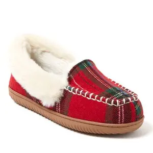 DEARFOAMS Ryland Cabin Moccasin Slipper - Red Plaid