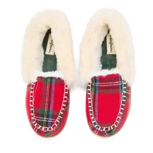 DEARFOAMS Ryland Cabin Moccasin Slipper - Red Plaid