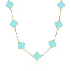 THE LOVERY Large Clover Necklace - Turquoise