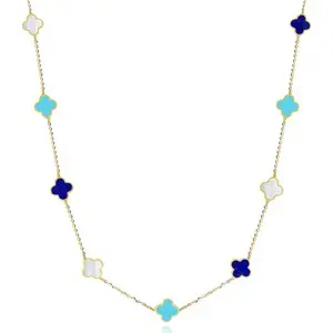 THE LOVERY Mini Clover Necklace - Blue Mixed