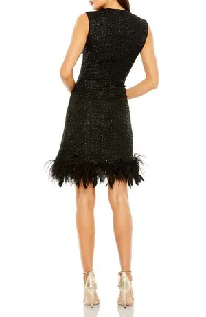 Mac Duggal A-line Shift Dress With Feather Trim