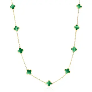 THE LOVERY FINE JEWELRY Mini Clover Necklace - Malachite