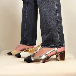 AMIE RAFA Paris Slingback Heels - Bone