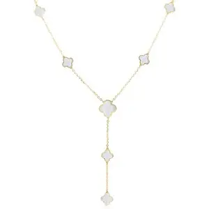 THE LOVERY FINE JEWELRY Clover Station Lariat Necklace - Mother Of Pearl