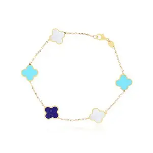 THE LOVERY FINE JEWELRY Clover Charm Bracelet - Blue Mixed