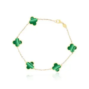 THE LOVERY FINE JEWELRY Clover Link Bracelet Malachite