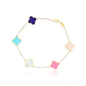 THE LOVERY FINE JEWELRY Small Clover Bracelet - Pastel Mixed