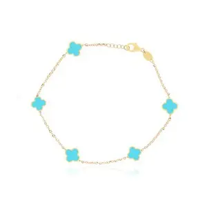 THE LOVERY FINE JEWELRY Mini Clover Bracelet - Turquoise