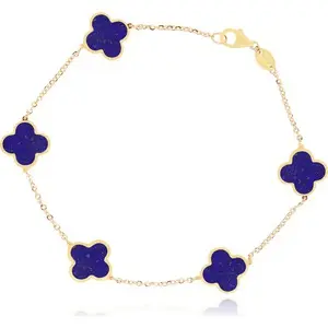 THE LOVERY FINE JEWELRY Small Clover Lapis Lazuli Bracelet Lapis