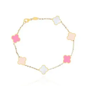 THE LOVERY FINE JEWELRY Clover Chain Bracelet - Pink Mixed