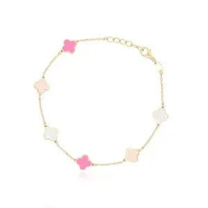 THE LOVERY FINE JEWELRY Mini Clover Bracelet - Pink Mixed