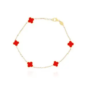 THE LOVERY FINE JEWELRY Mini Clover Bracelet - Coral