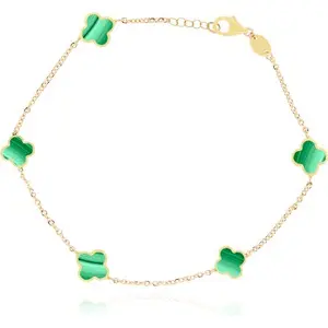 THE LOVERY FINE JEWELRY Mini Clover Bracelet - Malachite