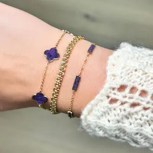 THE LOVERY Clover Chain Bracelet - Amethyst