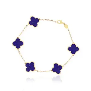 THE LOVERY FINE JEWELRY Large Clover Bracelet - Lapis
