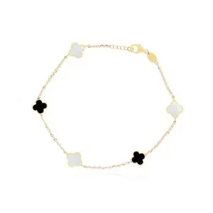 THE LOVERY FINE JEWELRY Clover Bracelet - Mother Of Pearl And Onyx