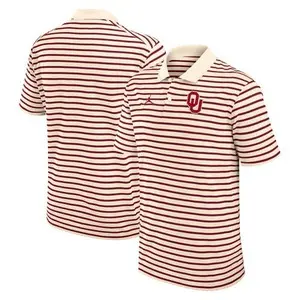 JORDAN BRAND Crimson Oklahoma Sooners Striped Primary Logo Performance Polo - Tan