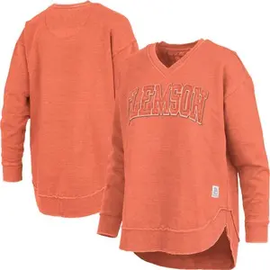 PRESSBOX Clemson Tigers Westin Poncho V-neck Pullover Sweatshirt - Orange