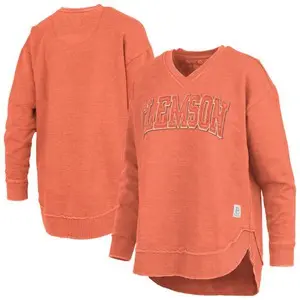 PRESSBOX Clemson Tigers Westin Poncho V-neck Pullover Sweatshirt - Orange